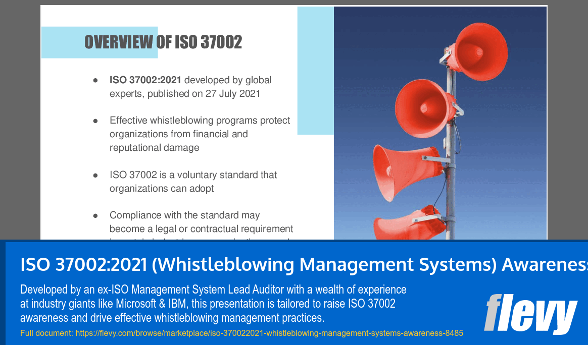 PPT: ISO 37002:2021 (Whistleblowing Management Systems) Awareness (61 ...